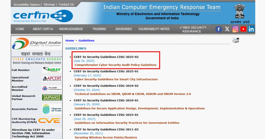 CERT-In 2025 Cyber Security Audit Guidelines Explained